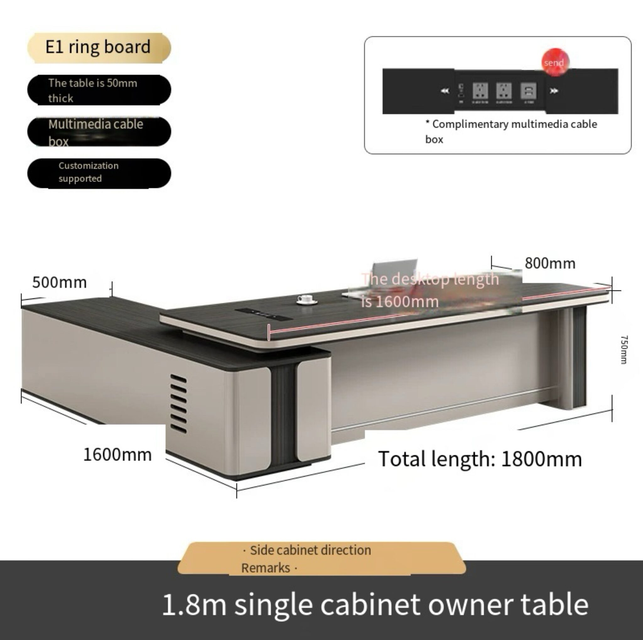 Modern 1.6 Meters Executive Office Desk - Furniture Mall -Furniture ...